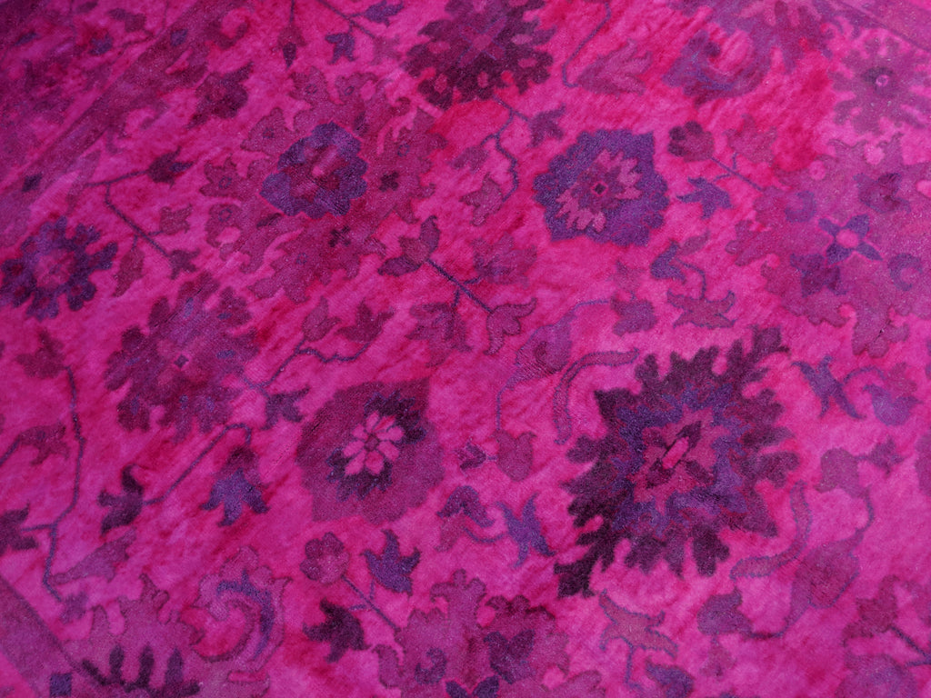 9x12 Ushak Overdyed Hot pink 100% Wool Oushak Rug 2937
