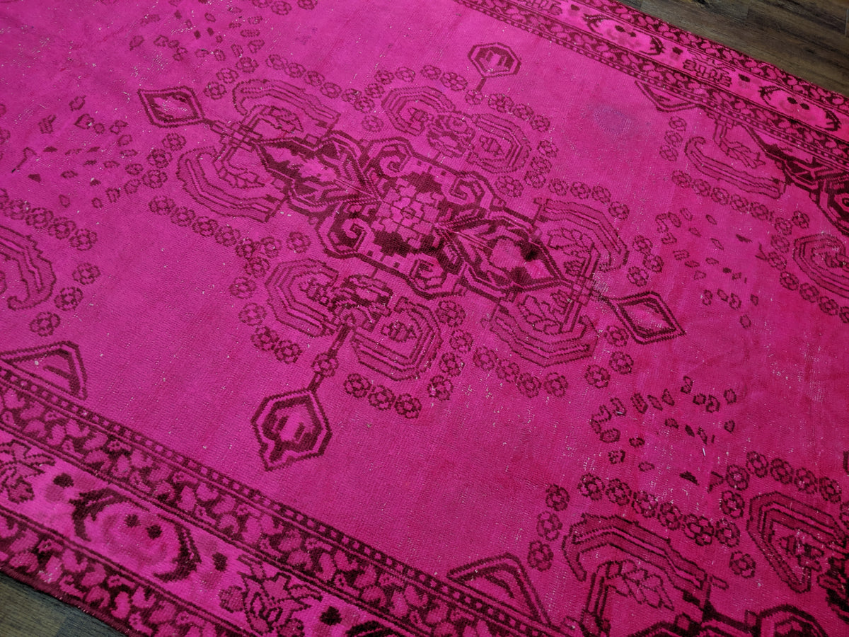 6x9 Overdyed Hot Pink Distressed Vintage Rug 2798